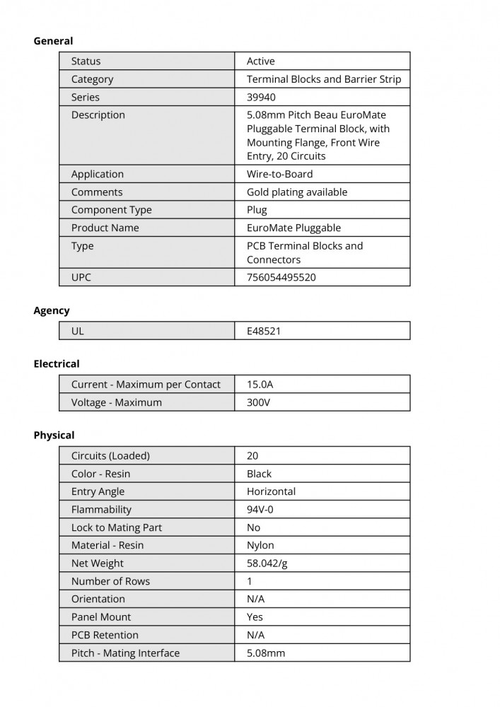 Molex 399400720 technical document page 2