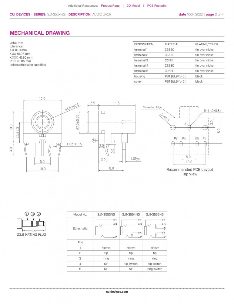 SJ1-3555NG datasheet page 2