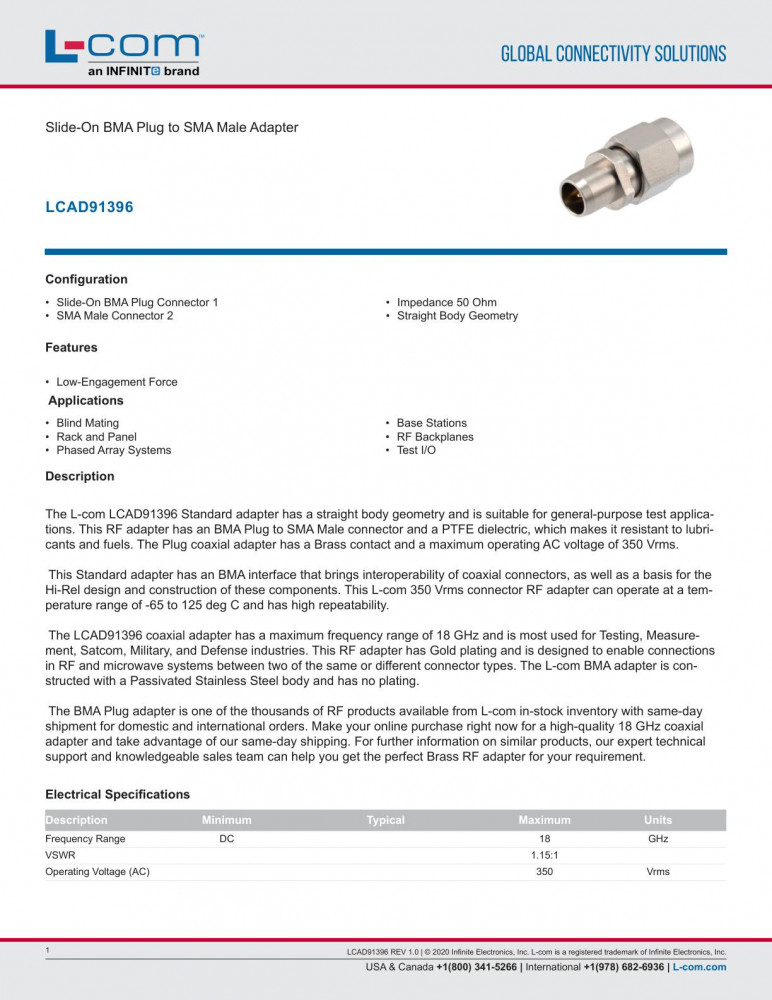LCAD91396 product document page 1