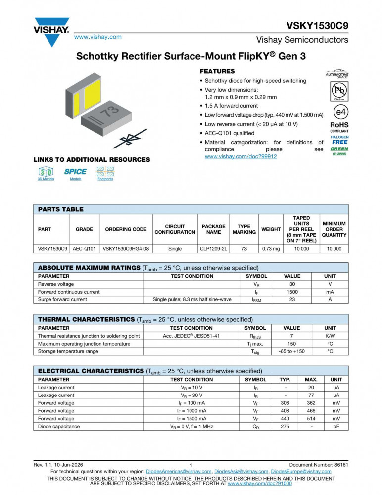 VSKY1530C9 datasheet page 1