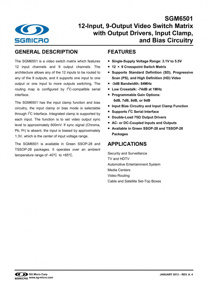 SGM6501 datasheet page 1