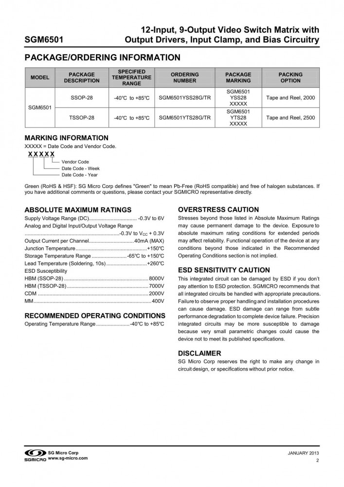 SGM6501 datasheet page 2