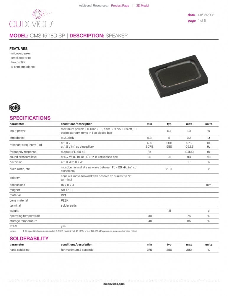 CMS-15118D-SP technical document page 1