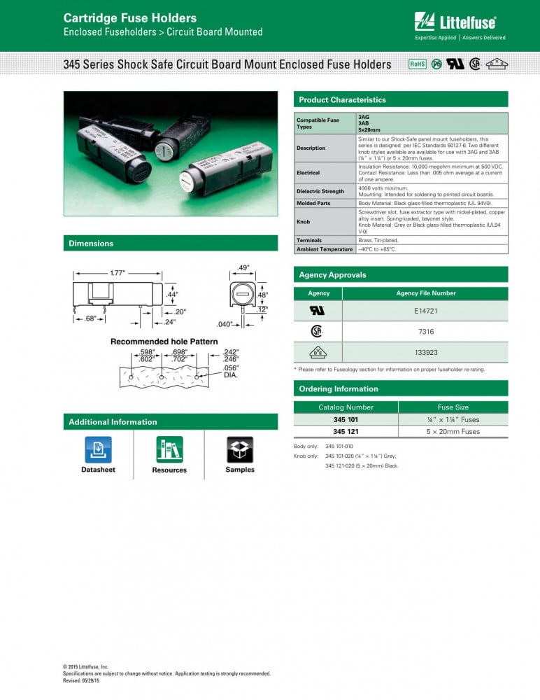Littelfuse 345 Series datasheet page 1
