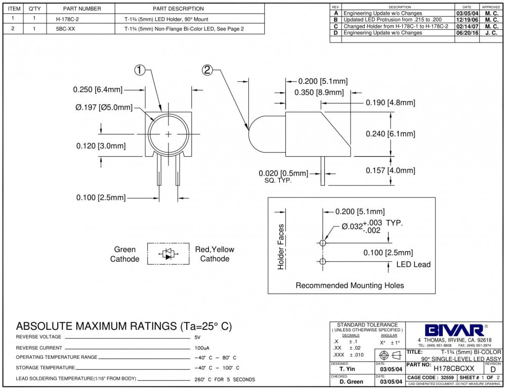 BIVAR H178CBC technical drawing page 1