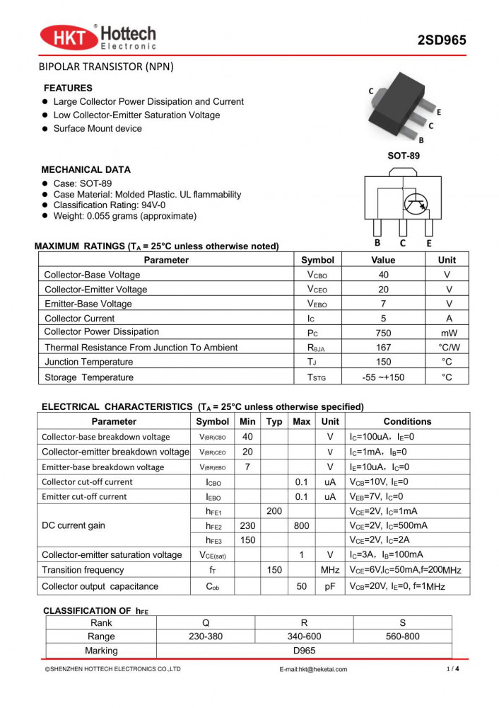 2SD965 HD datasheet page 1
