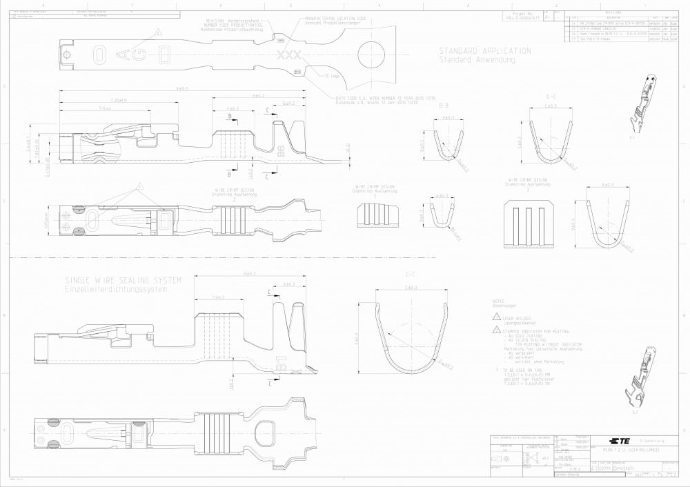 TE Connectivity 7-1452671-1 controlled drawing page 1
