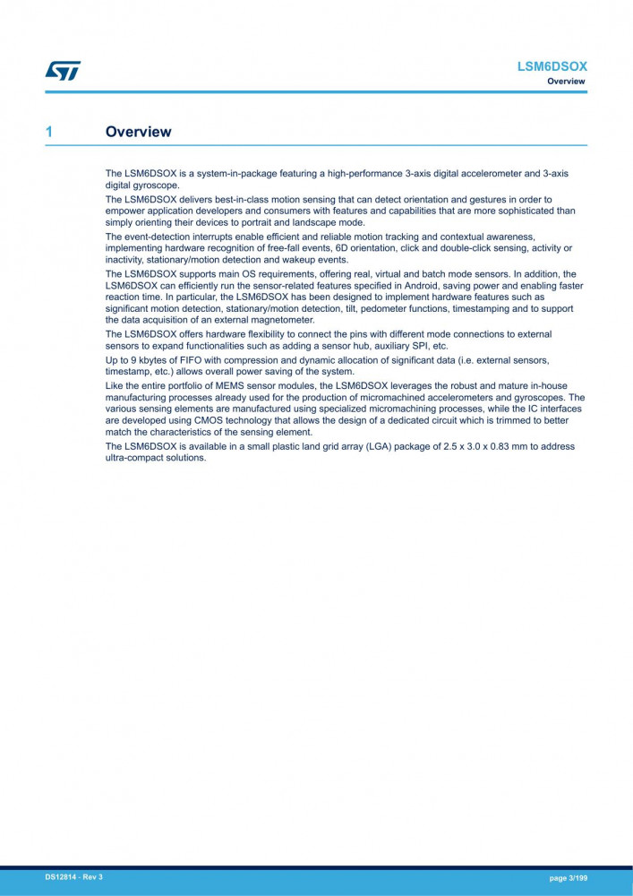 LSM6DSOXTR document page 3