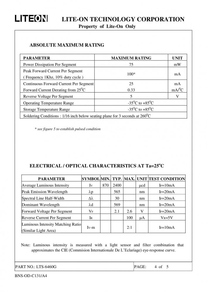 LTS-6460G datasheet page 5