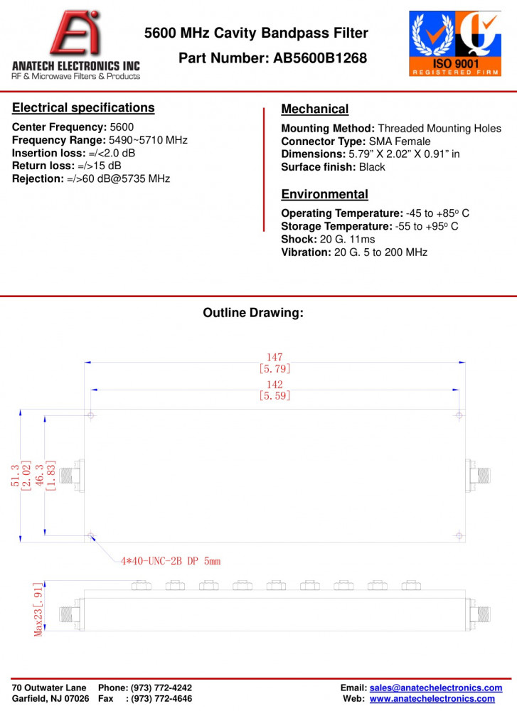 AB5600B1268 technical documentation and outline drawing