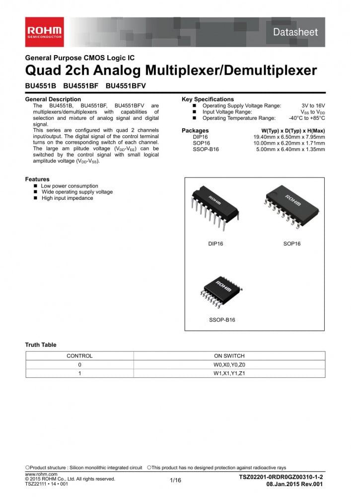 BU4551BF-E2 datasheet page 1