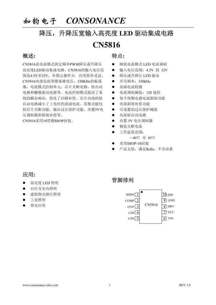 CN5816 datasheet page 1