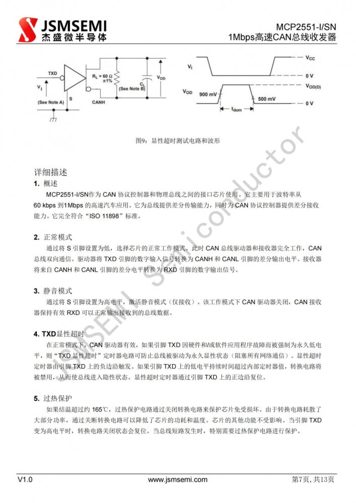 MCP2551-I/SN-JSM technical document page 7