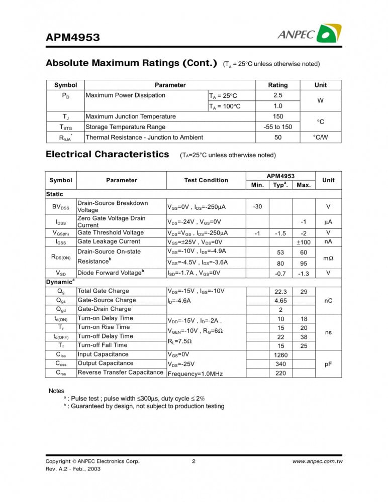 APM4953KC-TRG datasheet page 2