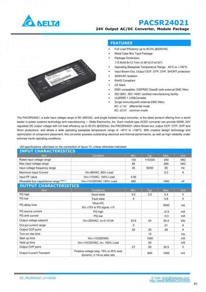 PACSR24021S datasheet page 1