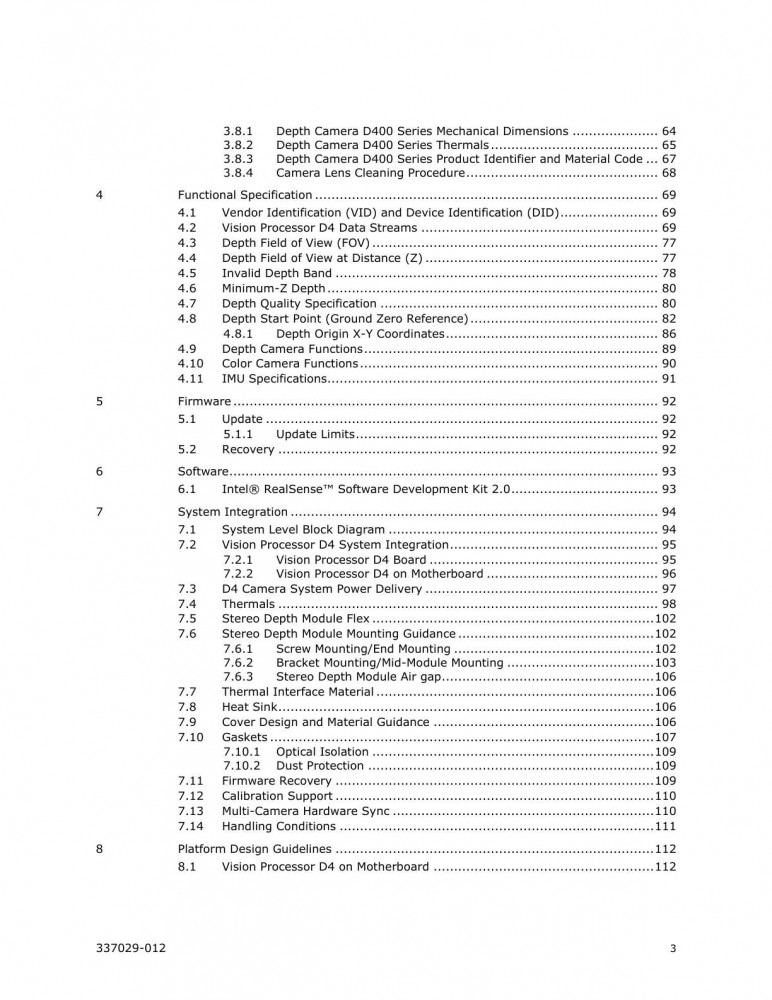 Intel RealSense D400 Series datasheet page 3