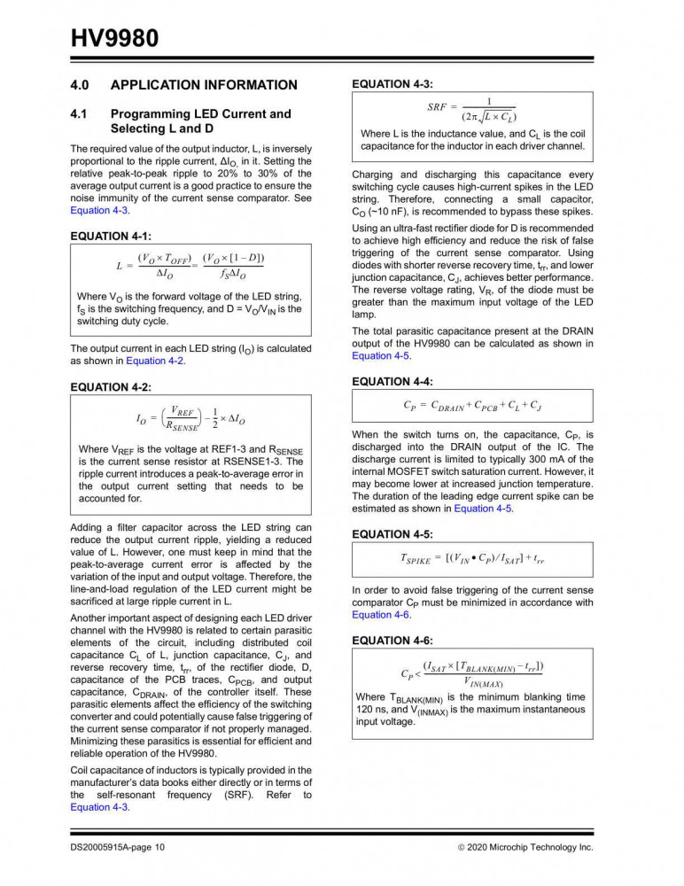 HV9980 datasheet page 10