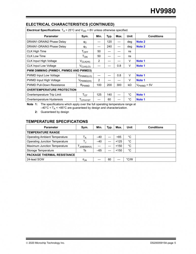 HV9980 datasheet page 5