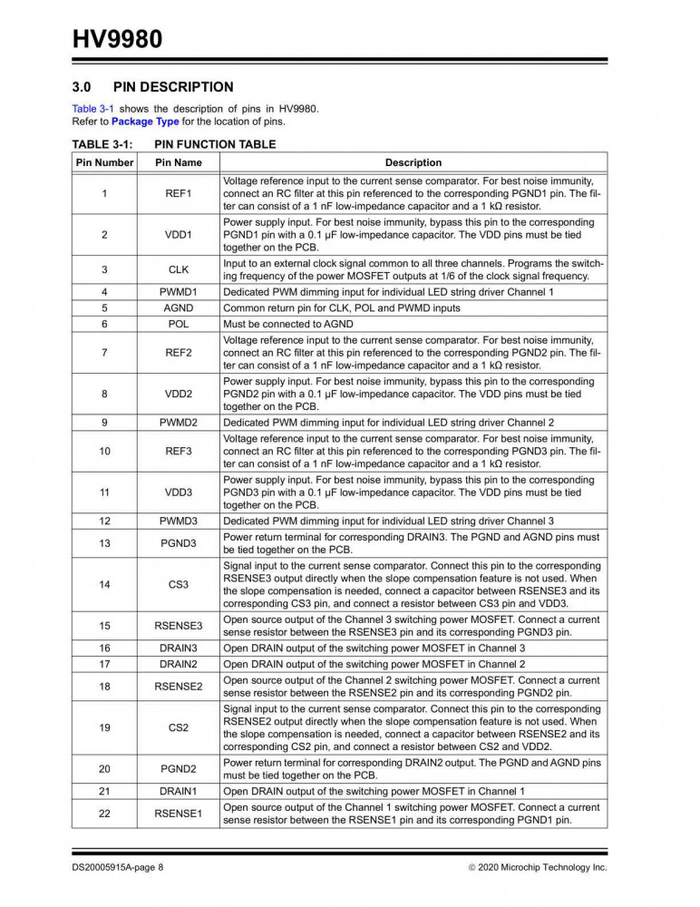 HV9980 datasheet page 8