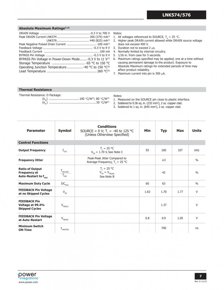LNK574DG-TL datasheet page 7