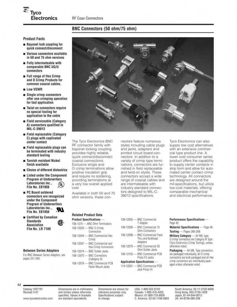 TE Connectivity BNC connector document page 1
