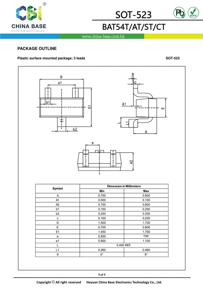 CBI BAT54AT datasheet page 3
