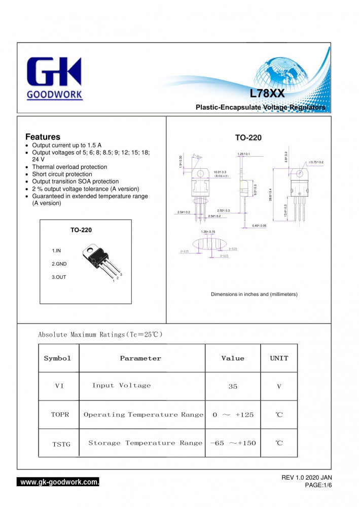 L7808CV datasheet page 1