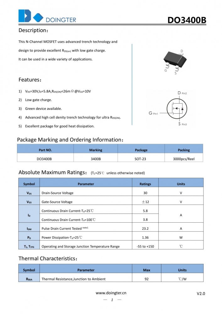 DO3400B datasheet page 1