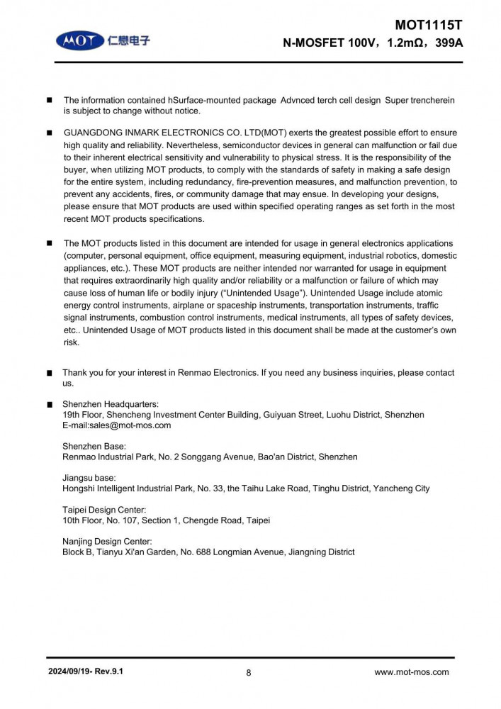 MOT1115T datasheet page 8