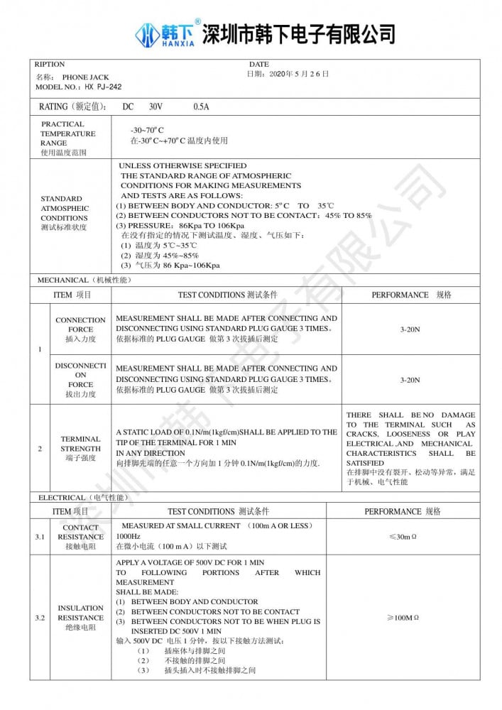 HX PJ-242 approval specification page 3