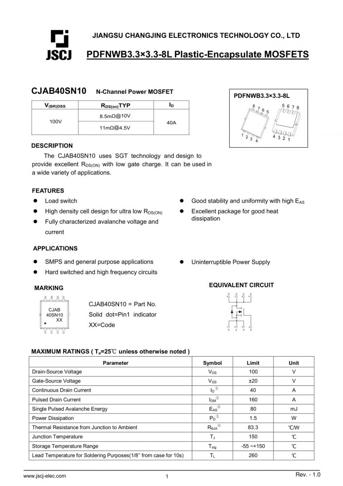 CJAB40SN10 datasheet page 1