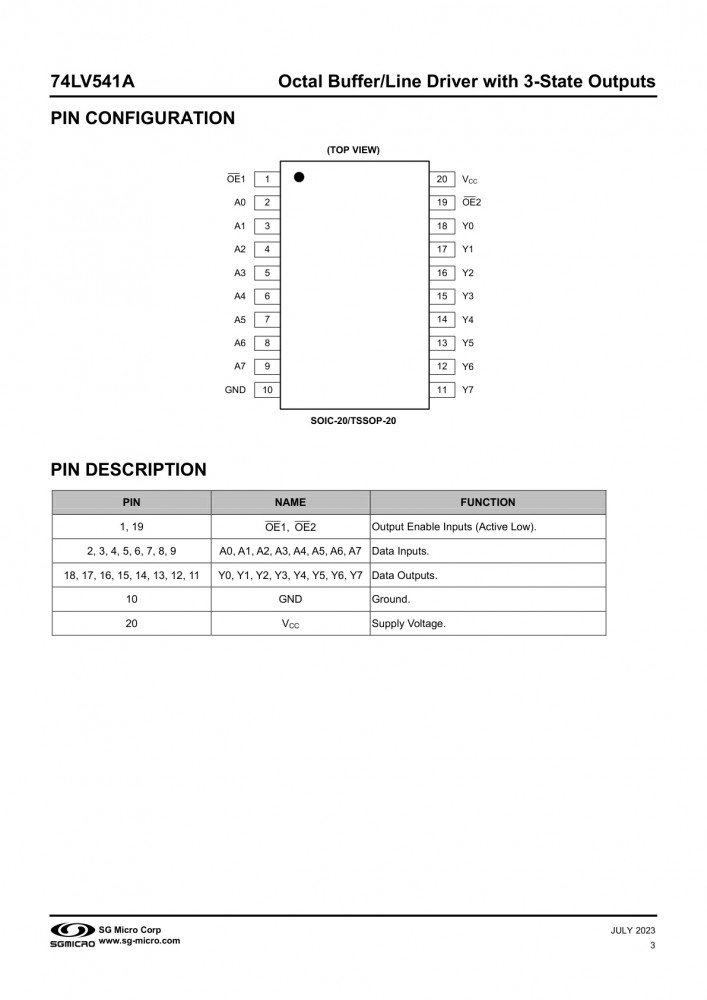 74LV541A datasheet preview, page 3