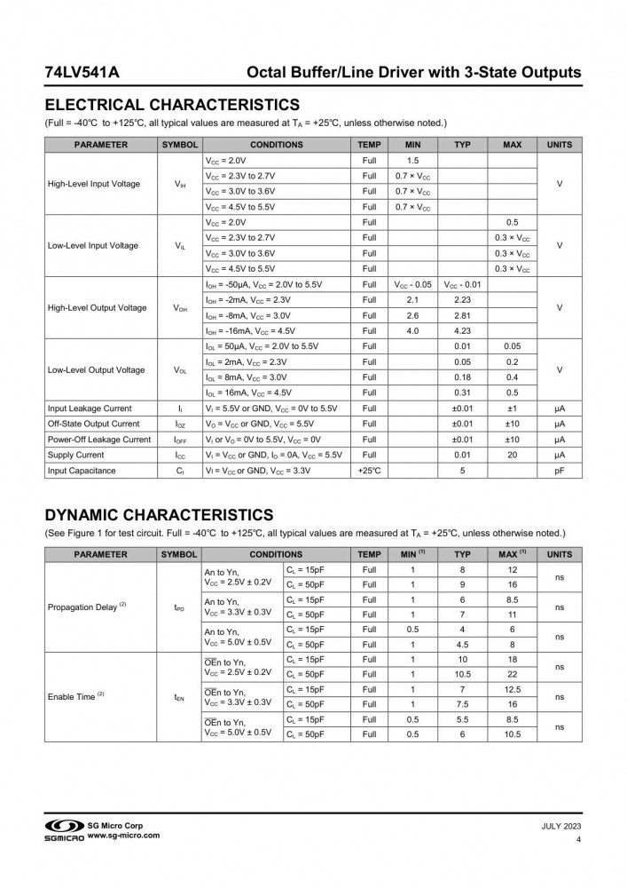 74LV541A datasheet preview, page 4