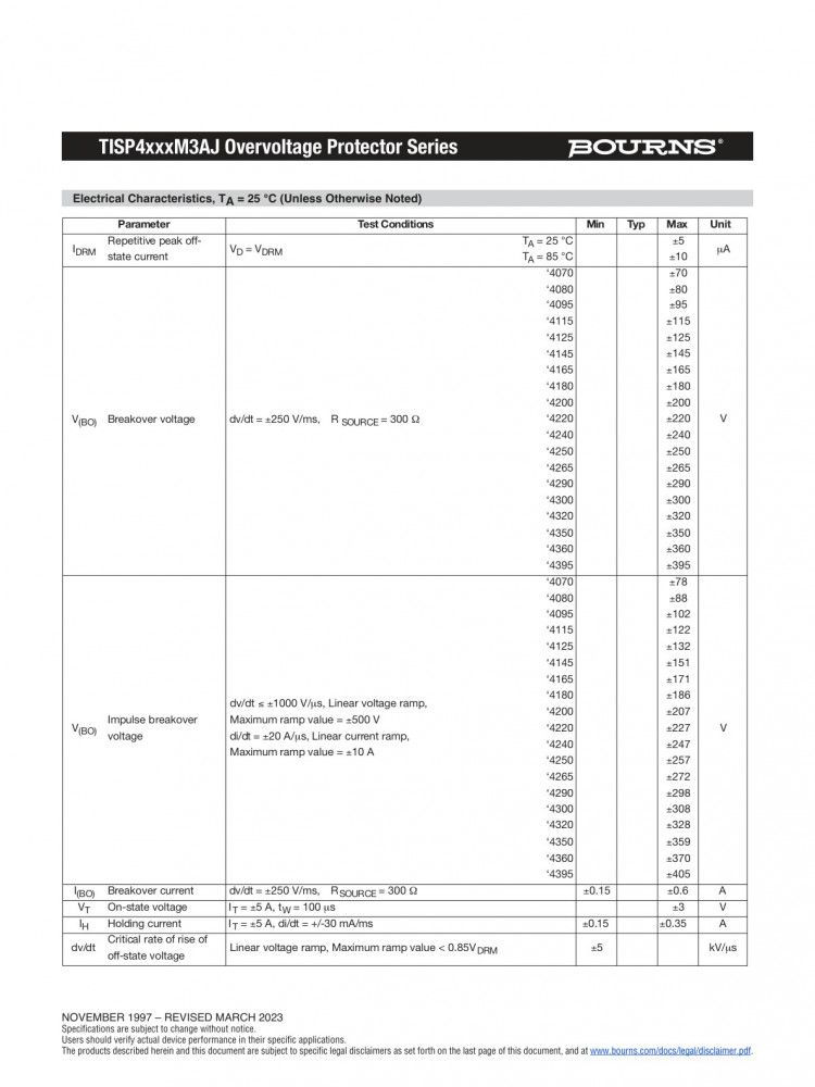BOURNS TISP4125M3AJR-S datasheet page 3