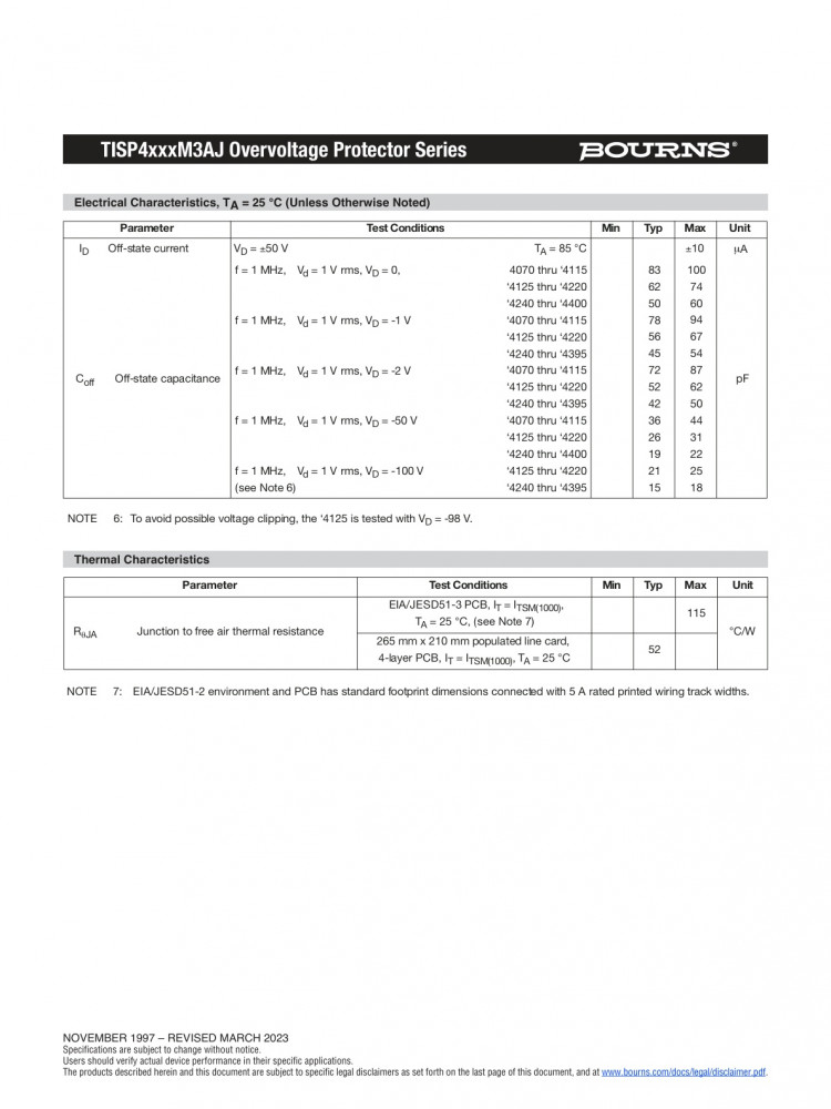 BOURNS TISP4125M3AJR-S datasheet page 4