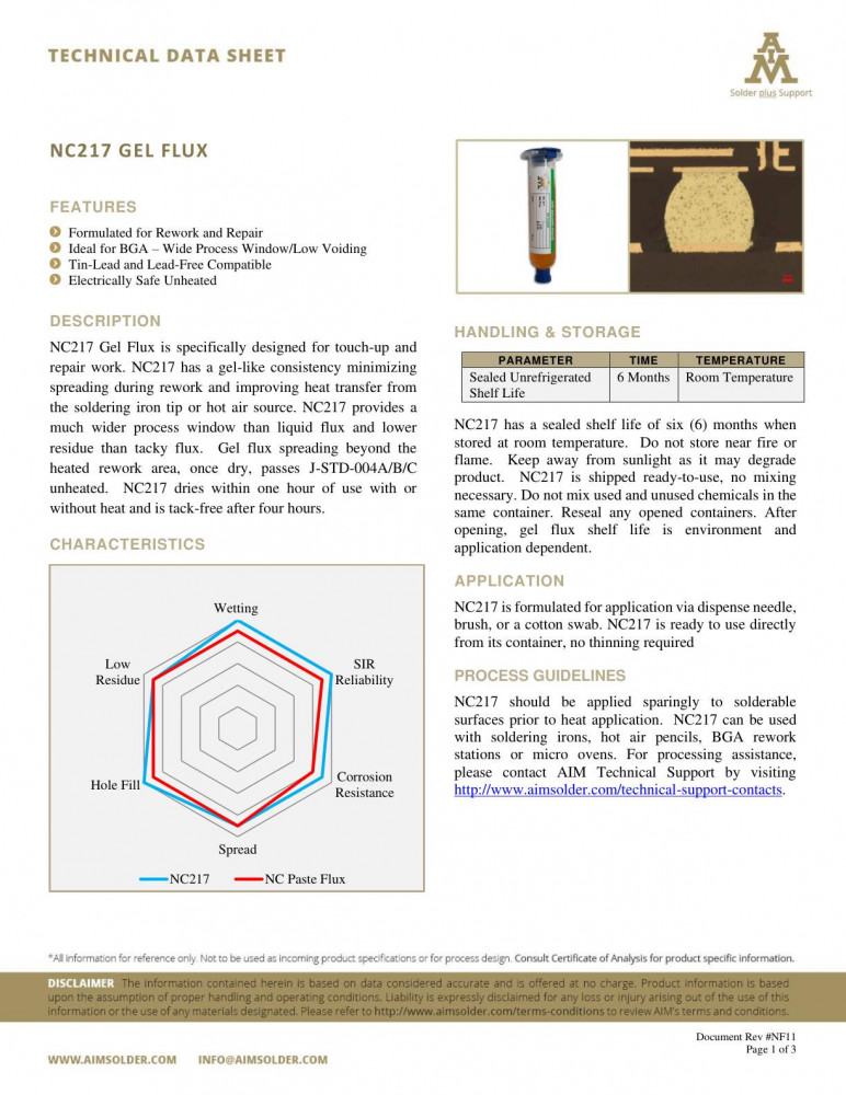 NC217 technical document page 1