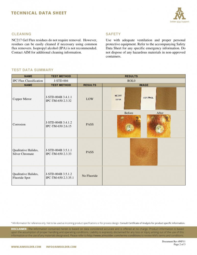 NC217 technical document page 2