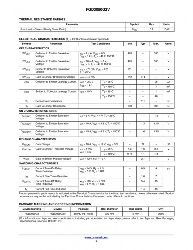 FGD3050G2V datasheet page 2