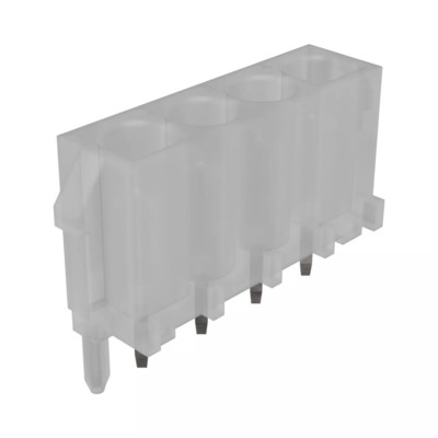 MLX Power Connector Header, 6.35mm Pitch, Vertical, with Compliant Polarizing Peg, Nylon 94V-2, Natural (Translucent), 6 Circuits