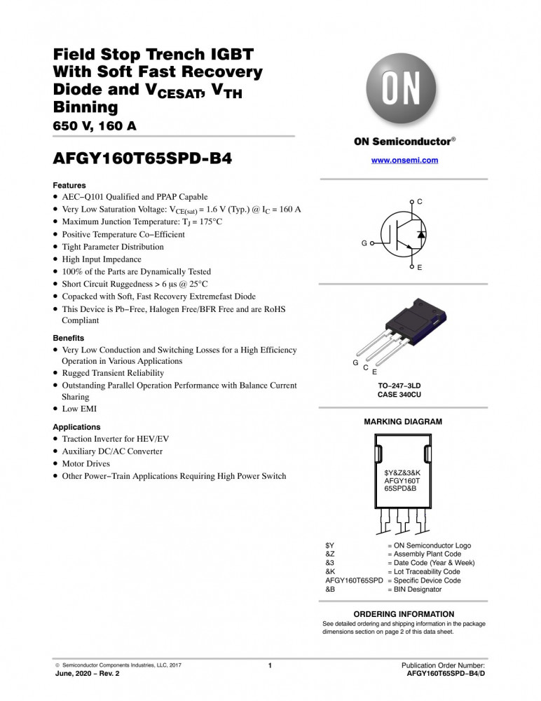 AFGY160T65SPD-B4 datasheet page 1