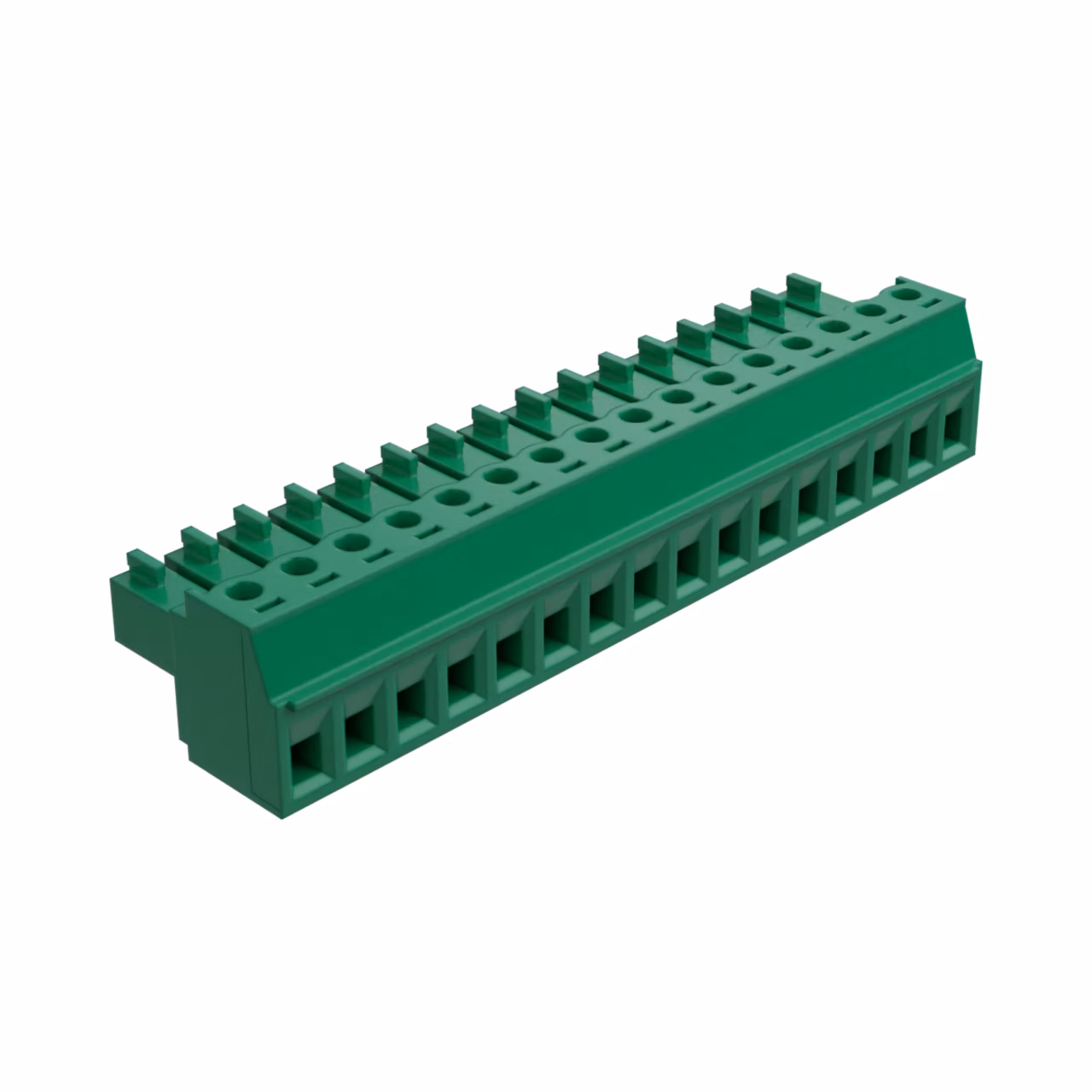 3.81mm Pitch Eurostyle Horizontal Plug, with Reverse Imprinting, Green Housing, 16 Circuits for sale