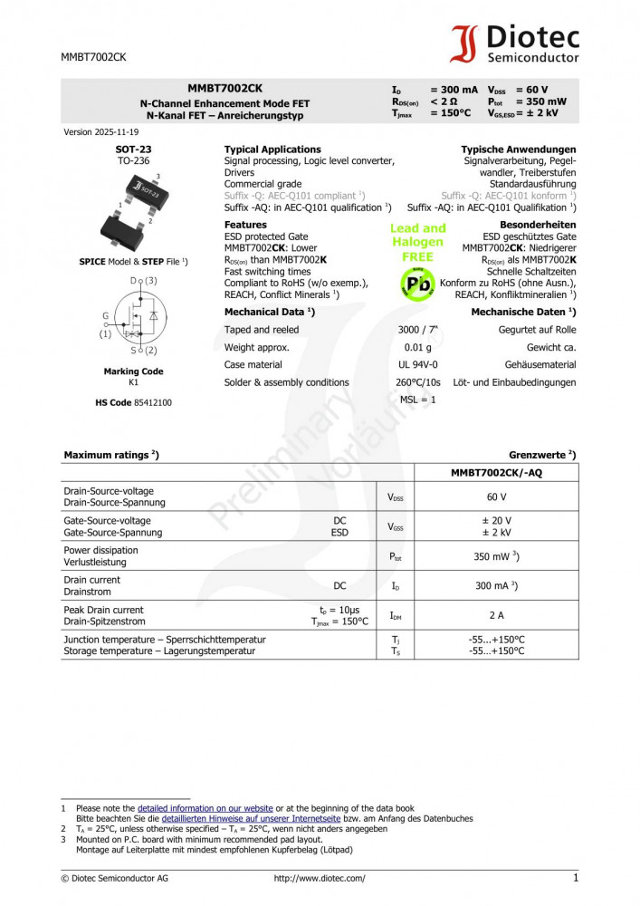 MMBT7002CK-AQ datasheet page 1