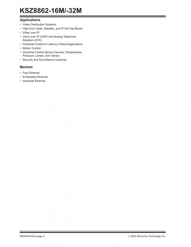 KSZ8862 datasheet page 2