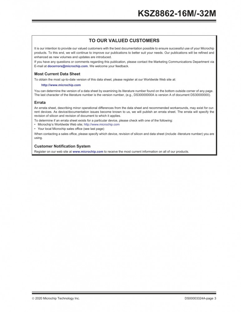 KSZ8862 datasheet page 3