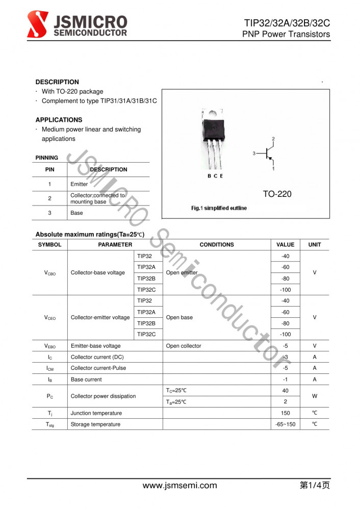 TIP32C datasheet page 1