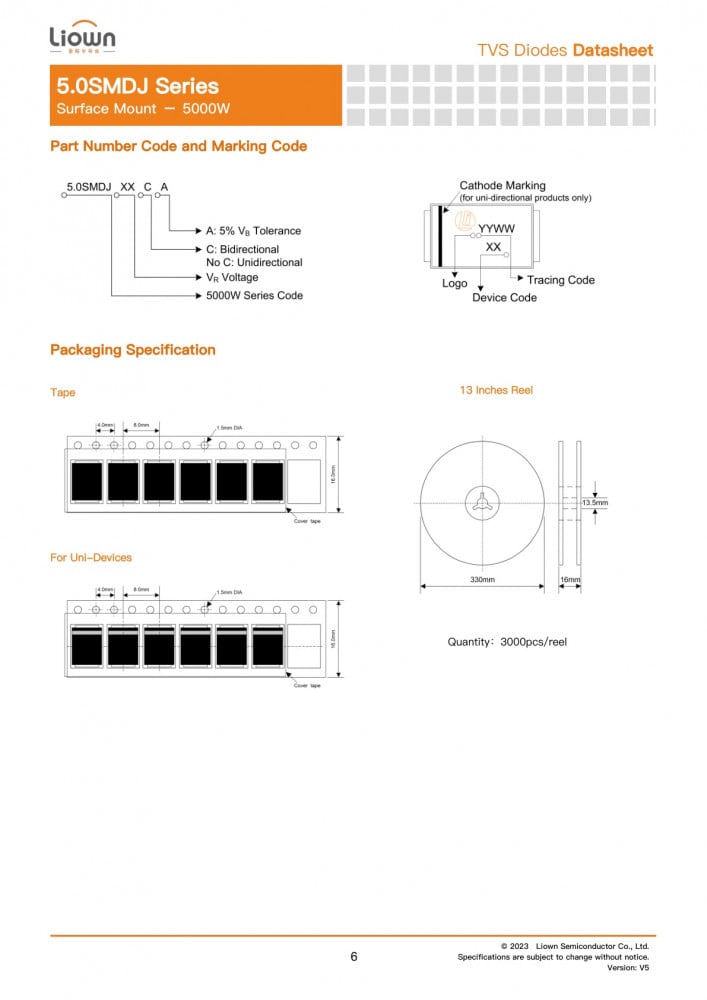 Liown 5.0SMDJ series datasheet page 6