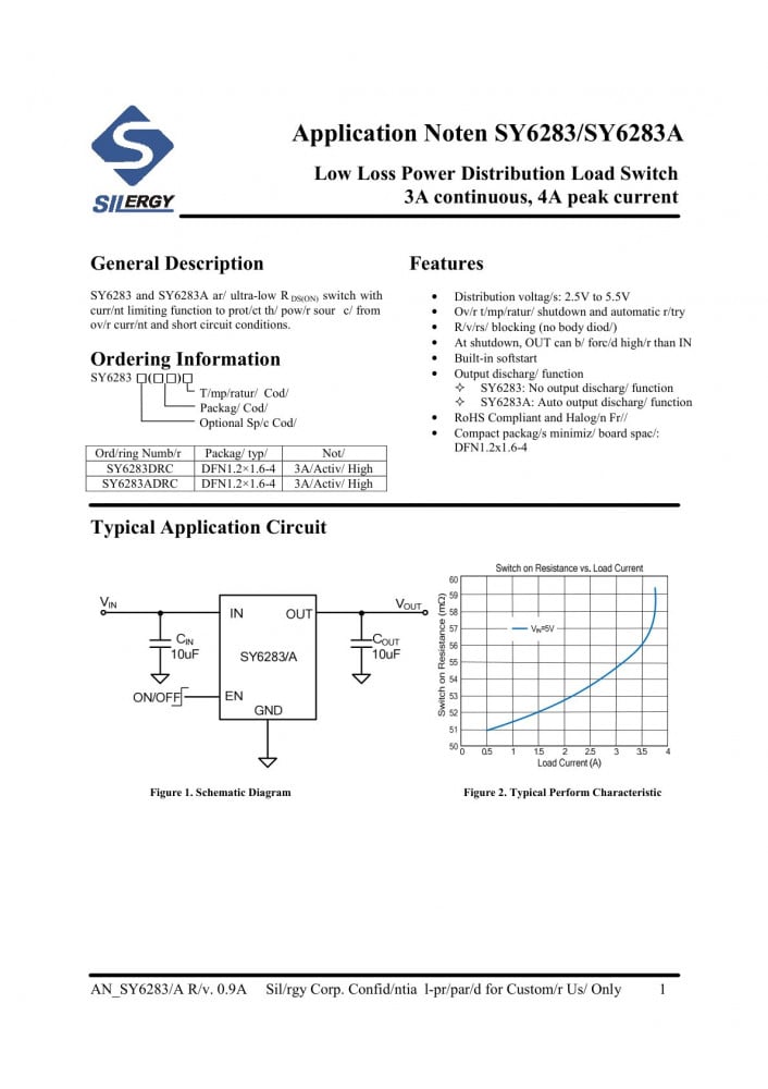 SY6283ADRC datasheet page 1