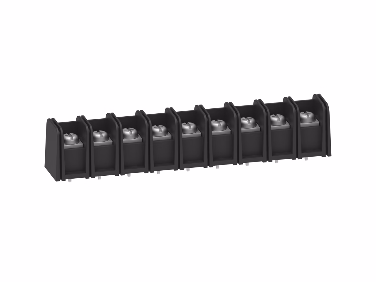 11.13mm Pitch, Single Row, Tri-Barrier Terminal Strip, without Mounting Ends, Black, 10 Circuits