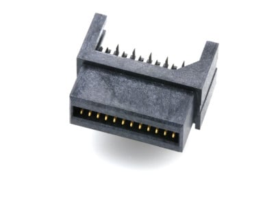 EXTreme LPHPower Receptacle Header, Right-Angle, 28 Signal Contacts, Select Gold (Au) Plating, for 2.36mm Thick PC Board, with Guide Posts
