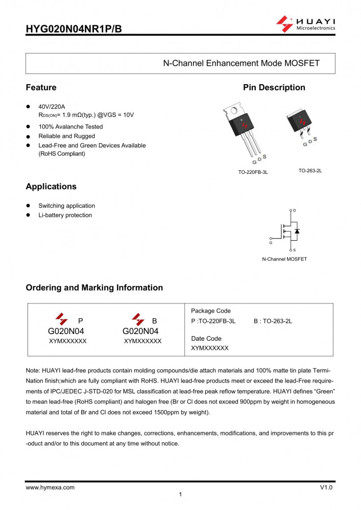 HYG020N04NR1P datasheet page 1